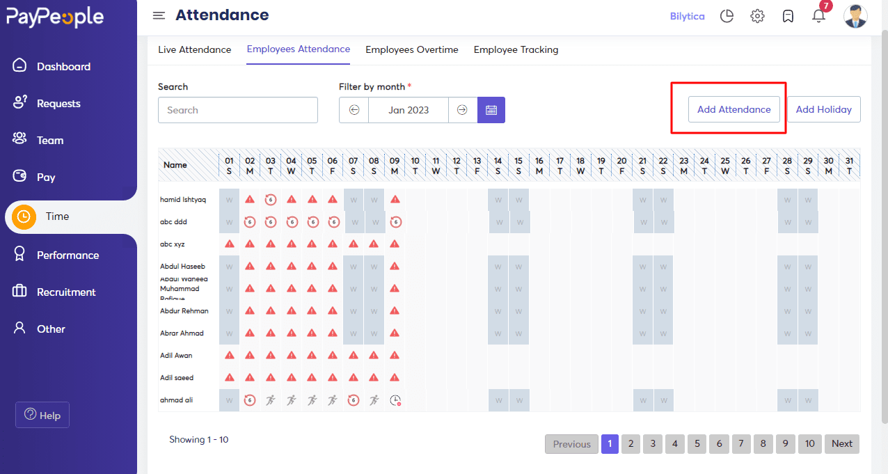 Employees Attendance - PayPeople - HR Payroll HRMS Attendance Software ...