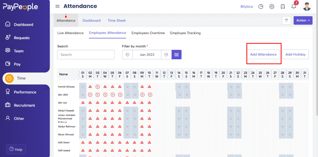 Employees Attendance - PayPeople - HR Payroll HRMS Attendance Software ...