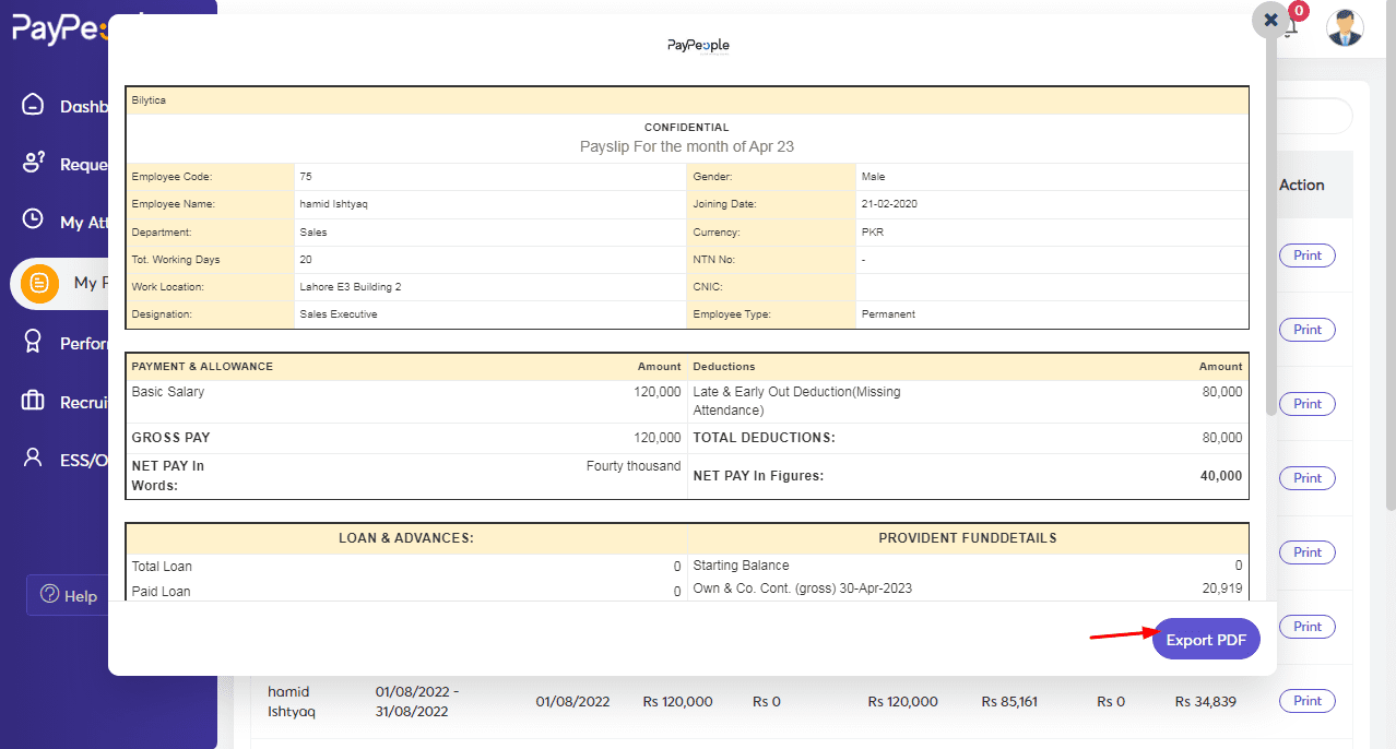 My Payslip - PayPeople - HR Payroll HRMS Attendance Software in Lahore ...