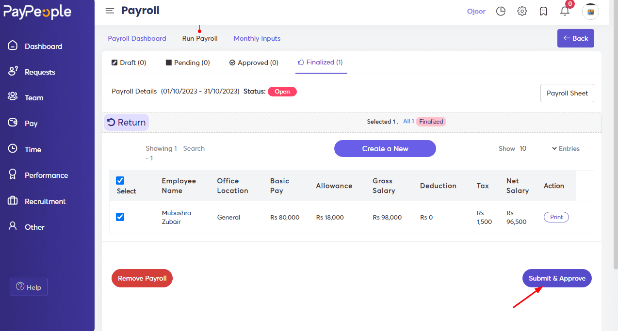 Run Payroll - PayPeople - HR Payroll HRMS Attendance Software in Lahore Karachi Islamabad Pakistan