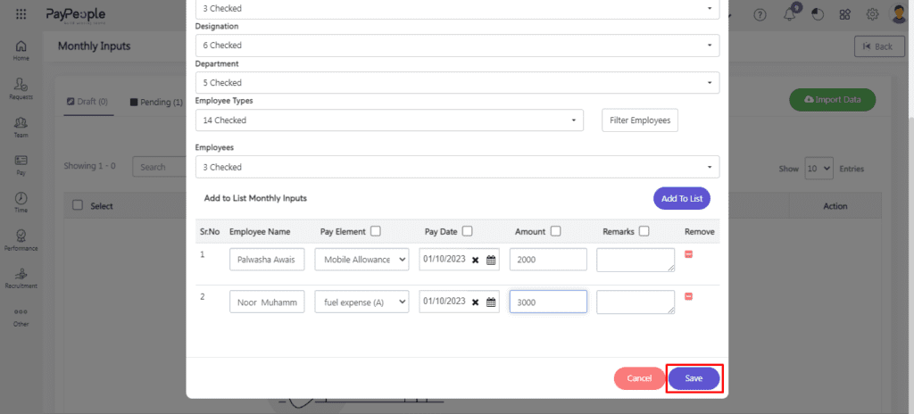 Monthly Inputs - Paypeople.pk