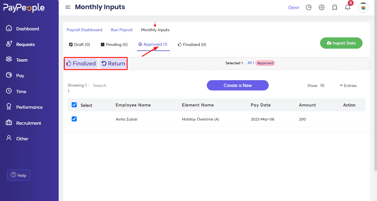 Monthly Inputs - PayPeople - HR Payroll HRMS Attendance Software in ...