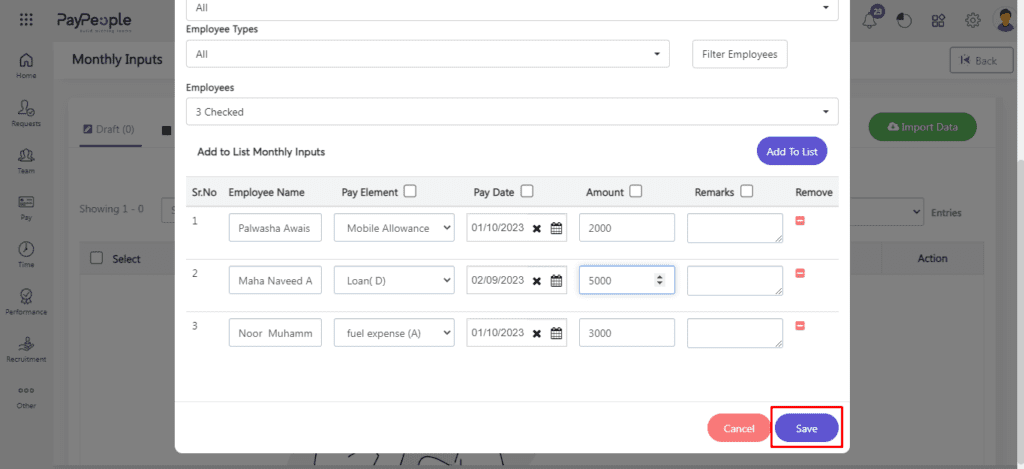 Monthly Inputs - Paypeople.pk